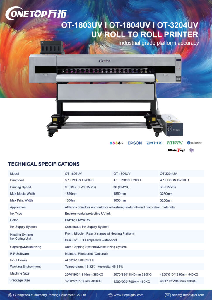 OneTop 1.8m Roll to Roll UV Printer OT-1804UV - 1topdigital